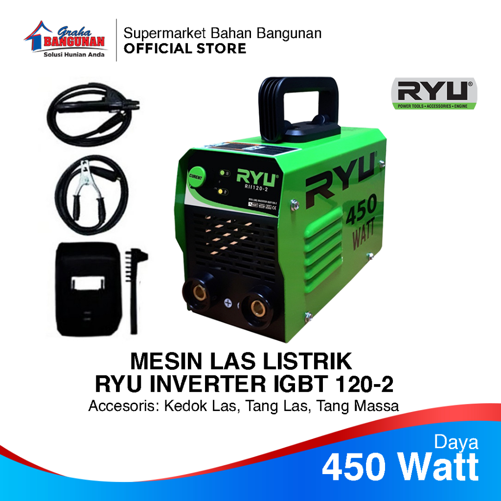 Jual Mesin Las Listrik RYU INVERTER IGBT 120-2 - MESIN LAS LISTRIK 450 WATT | Shopee Indonesia