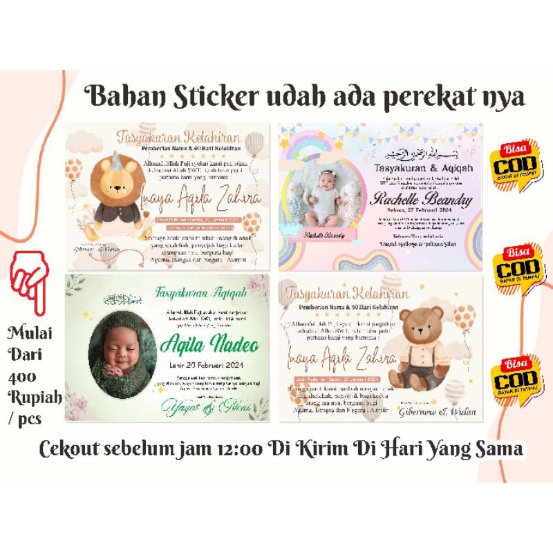 Jual STICKER TASYAKURAN AQIQAH BAYI/ STIKER AQIQAH BAYI/ UKURAN 10CM X ...