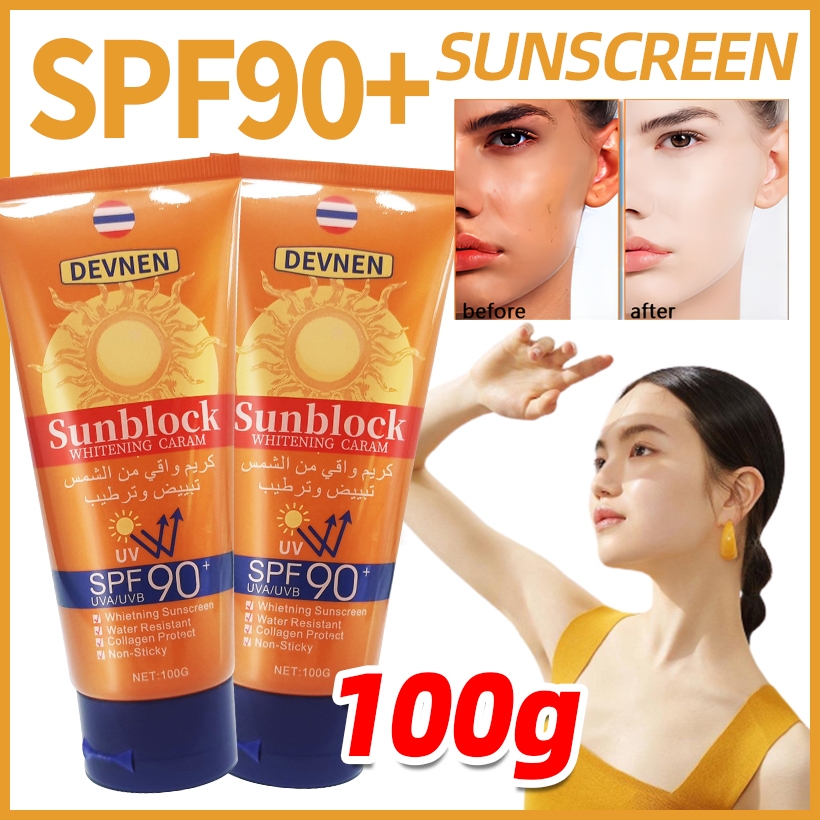 Jual SPF90 Sunscreen Whitening Sunblock Cream Wajah Dan Badan Sunscreen Sun Protect & Moisture ...
