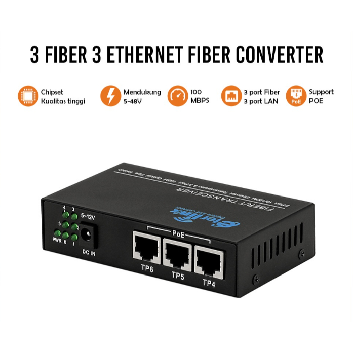 Jual 10/100M 3F3E Switch Ethernet Media Fiber Optik Reverse POE Media ...