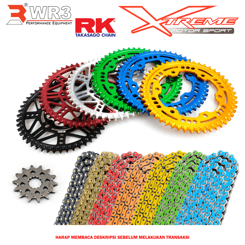 Jual Gear Set Depan Belakang WR3 & Rantai RK Chain 520 MRU UW-Ring ...