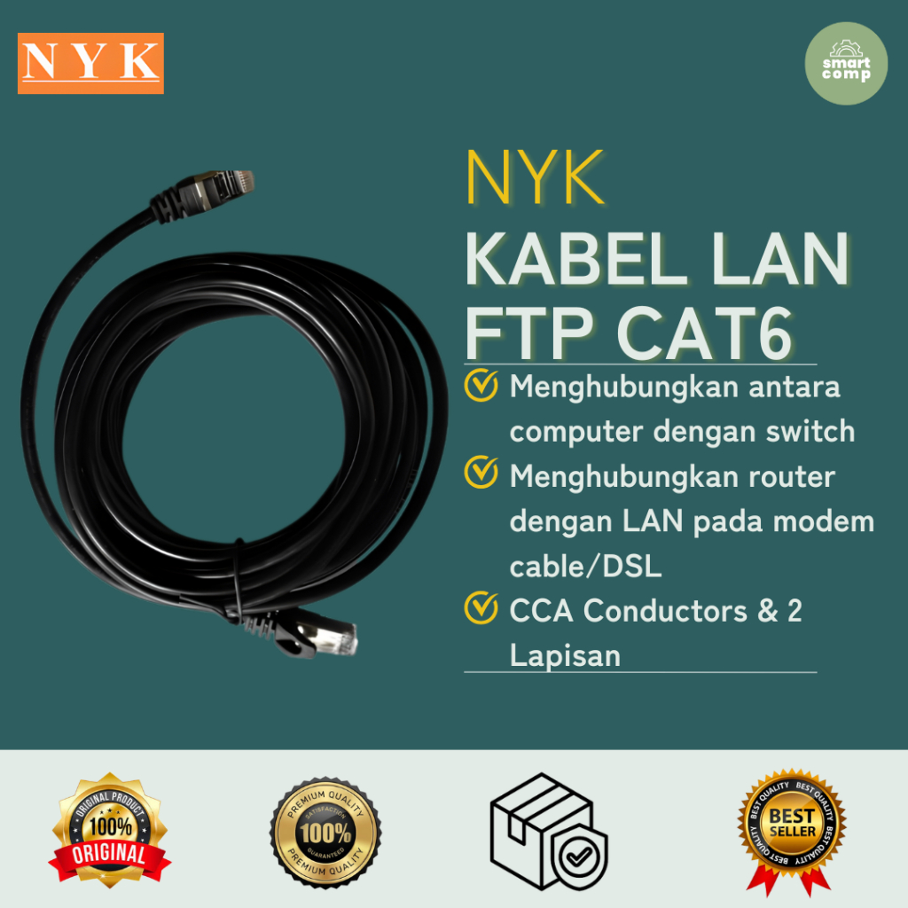 Jual Kabel LAN NYK Cat6a Cat6 FTP Outdoor RJ45 Straight Ethernet Cable 30M | Shopee Indonesia