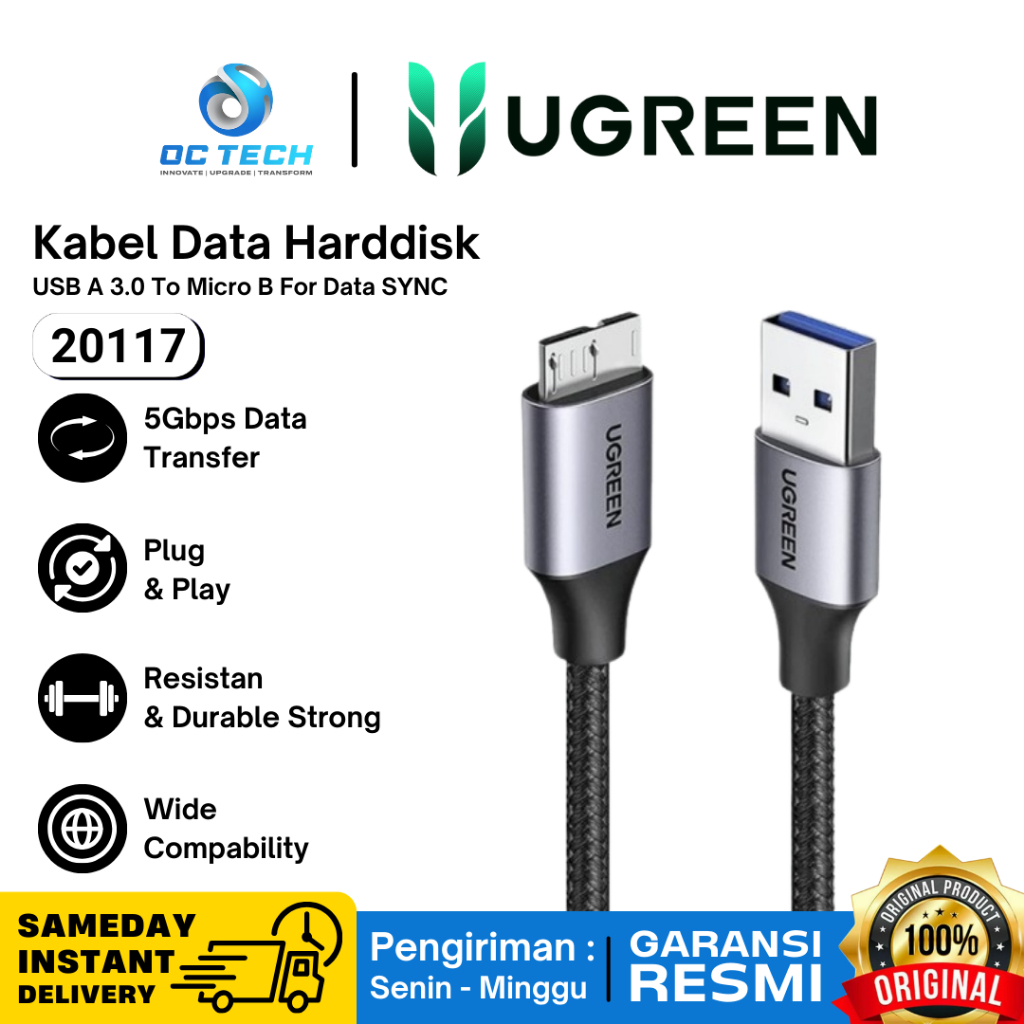 Jual Kabel Data HDD Harddisk Eksternal USB A 3.0 To Micro B 5 Gbps ...