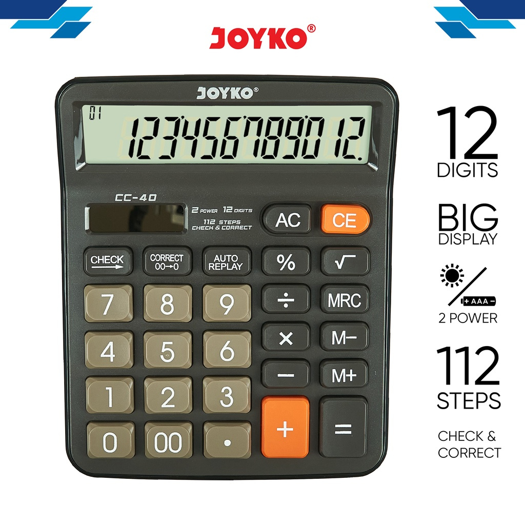 Jual Calculator Kalkulator Joyko CC-40 12 Digits Check Correct | Shopee ...