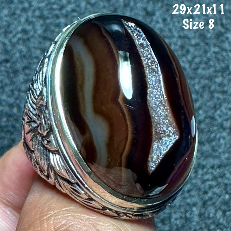 Jual Cincin Batu Akik Natural Yaman Miss V Combong Jumbo Kristal (asli ...