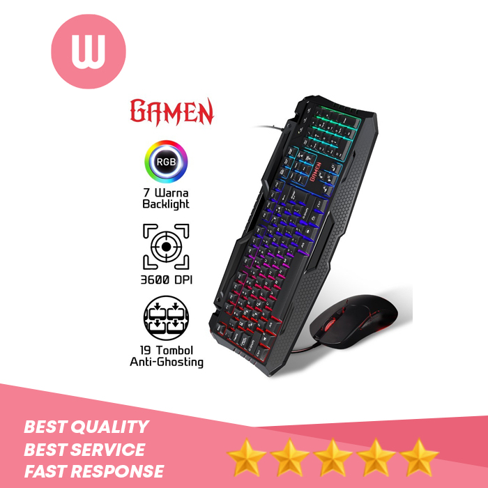 Jual GAMEN Gaming Mouse Keyboard Combo Station II Black (RGB BackLight ...