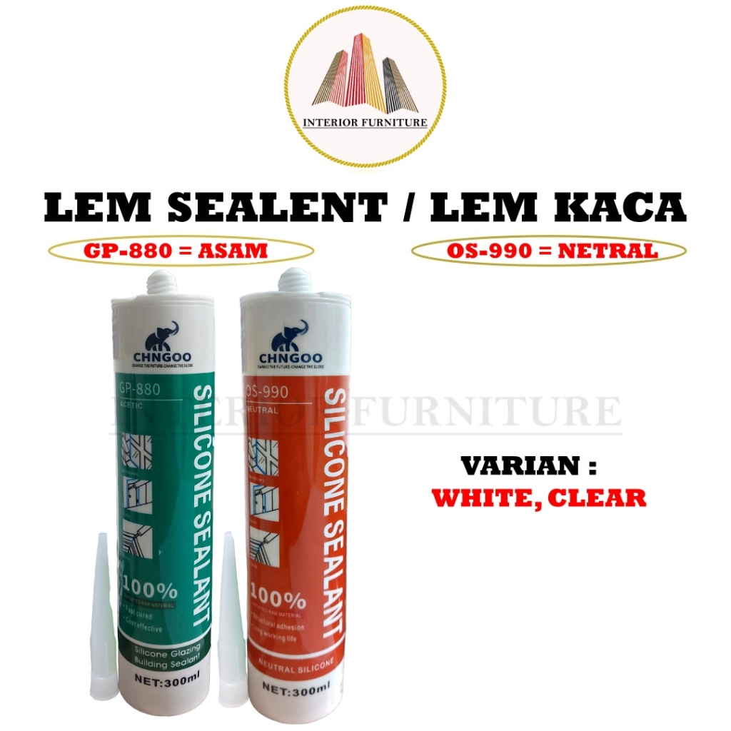 Jual LEM Sealent Kaca Silicone Acetic Neutral Silen White, Black, Clear ...