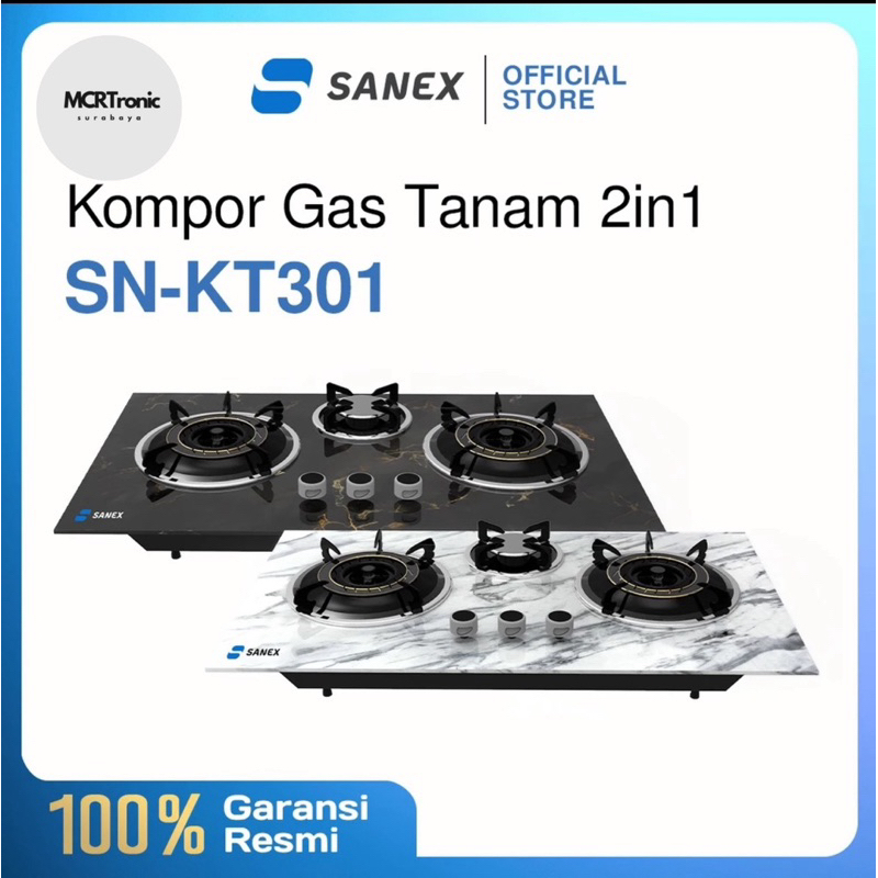 Jual SANEX KOMPOR GAS KACA TANAM SN-KT301 3 TUNGKU DESAIN MODERN TERSEDIA PILIHAN WARNA PUTIH ...