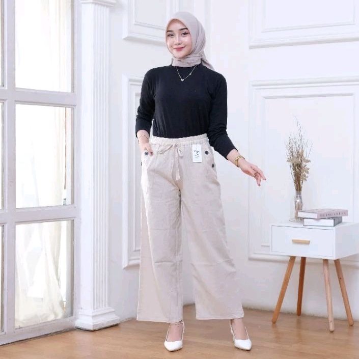 Jual FARASKA - CELANA KULOT LINEN CRINKLE WANITA KOREAN STYLE | Shopee ...