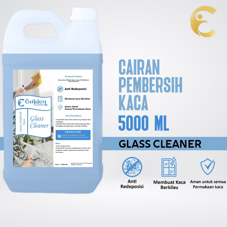 Jual Cairan Pembersih Kaca / Glass Cleaner 5 Liter Golden Kleean ...
