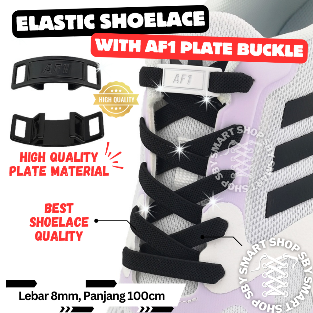 Jual (BF) Tali Sepatu Elastis dengan Metal AF1 Plate Buckle Lebar 8mm ...