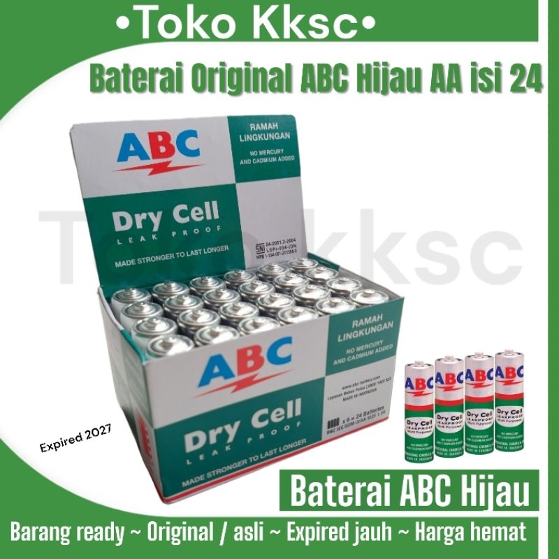Jual batre ABC AA hijau isi 24 pcs / baterai ABC A2 | Shopee Indonesia