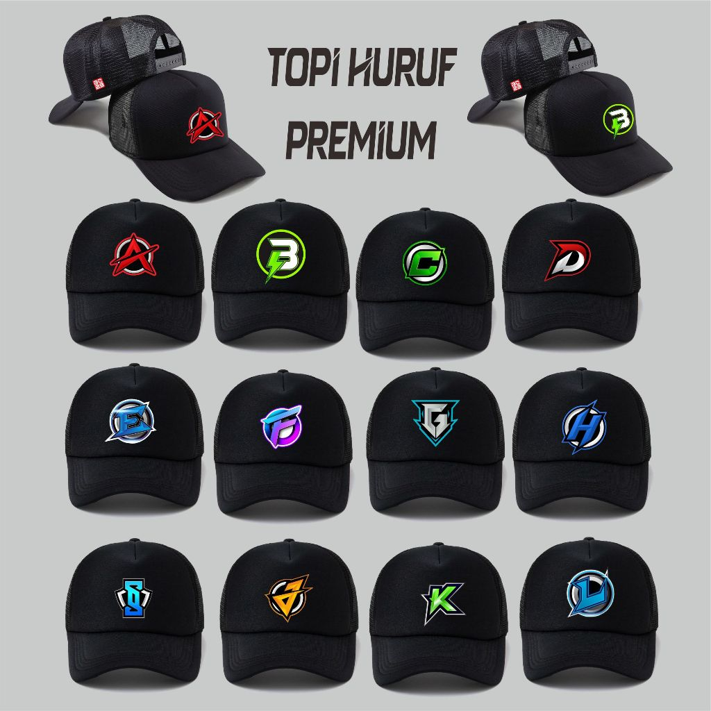 Jual TOPI HITAM INISIAL NAMA LOGO KEREN | TOPI PRIA WANITA TRUCKER ...