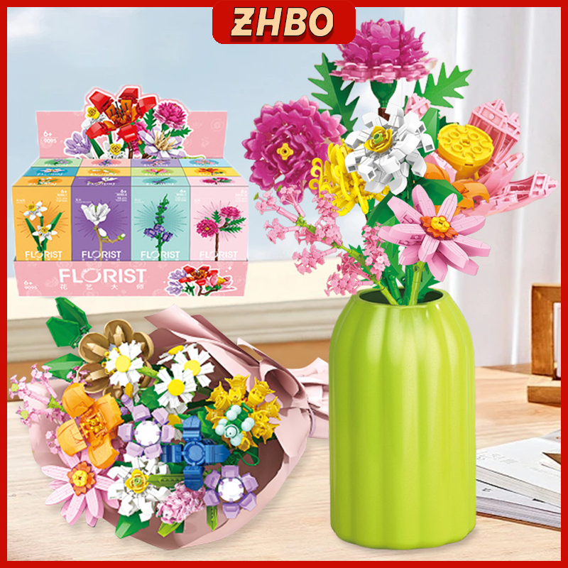 Jual ZHBO Mainan Buket Bunga Bouquet Brick Kreatif Untuk Mainan Balok ...