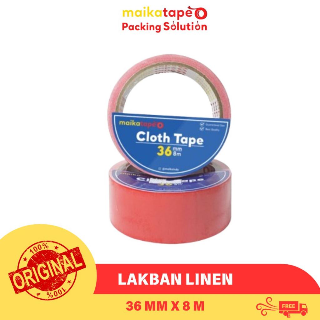 Jual CLOTH TAPE/ LAKBAN LINEN MERAH MAIKATAPE 36MM (1 ROLL) | Shopee ...