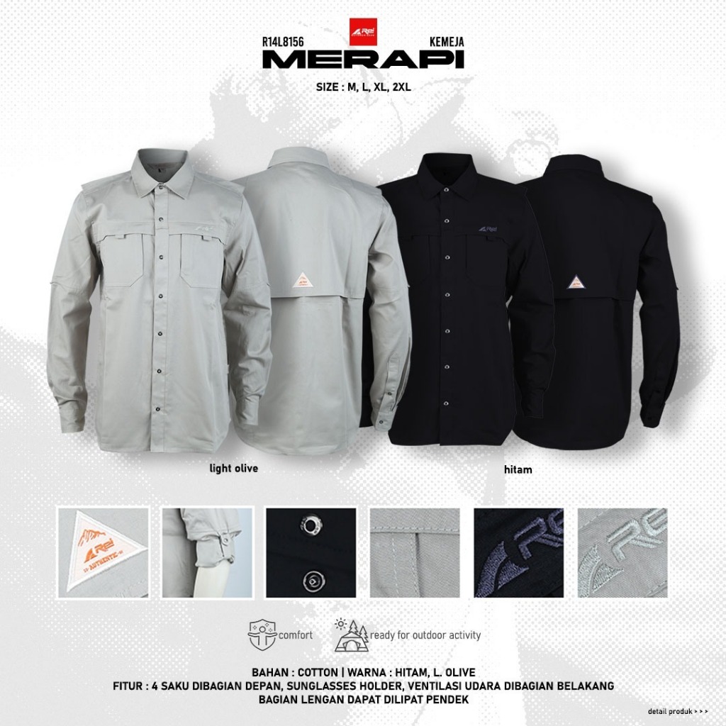 Jual Kemeja Panjang Pria Merapi Arei Outdoorgear | Shopee Indonesia