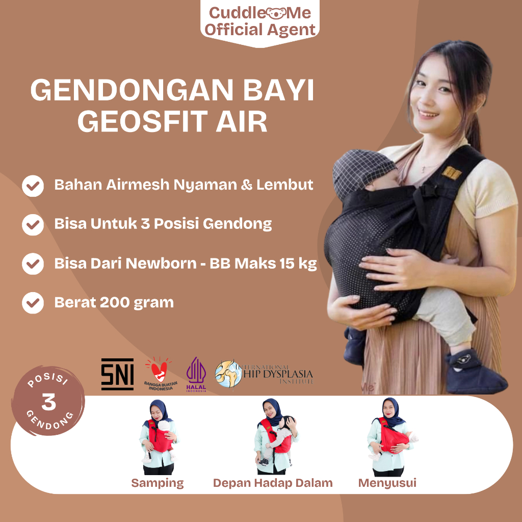 Jual Gendongan Bayi Cuddleme Geosfit Air Solid Newborn Baby Carrier ...