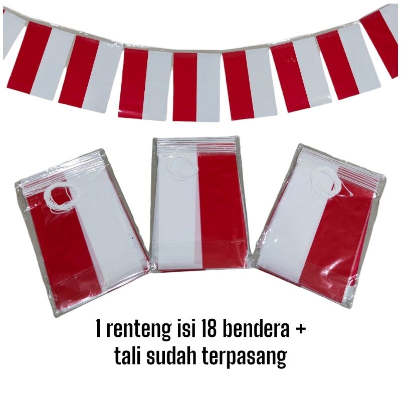 Jual Bendera plastik renteng / bendera plastik merah putih + tali ...