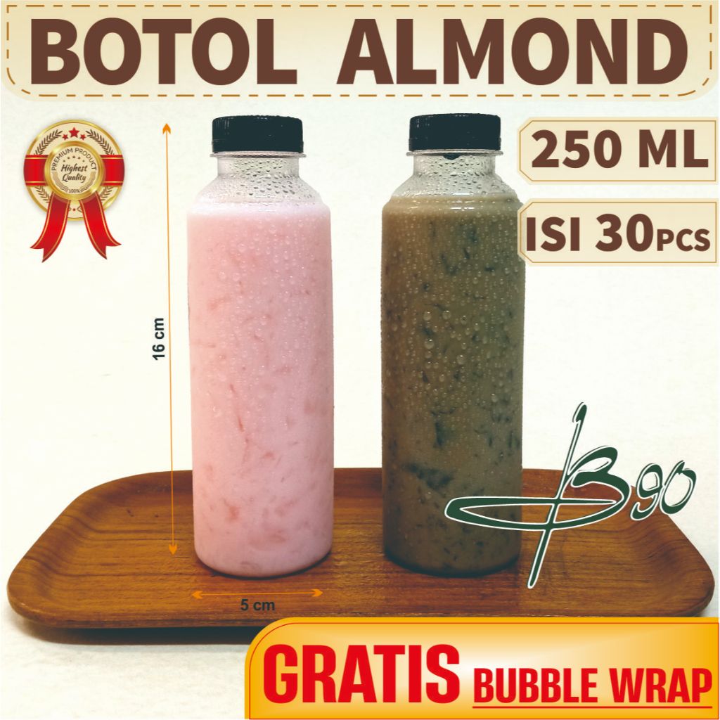 Jual Botol Almond 250 ml isi 30 pcs / Botol plastik minuman termurah ...