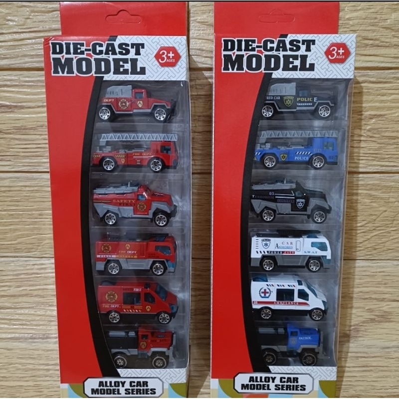 Jual Die cast model alloy car model series diecast fire truck set 6pcs ...