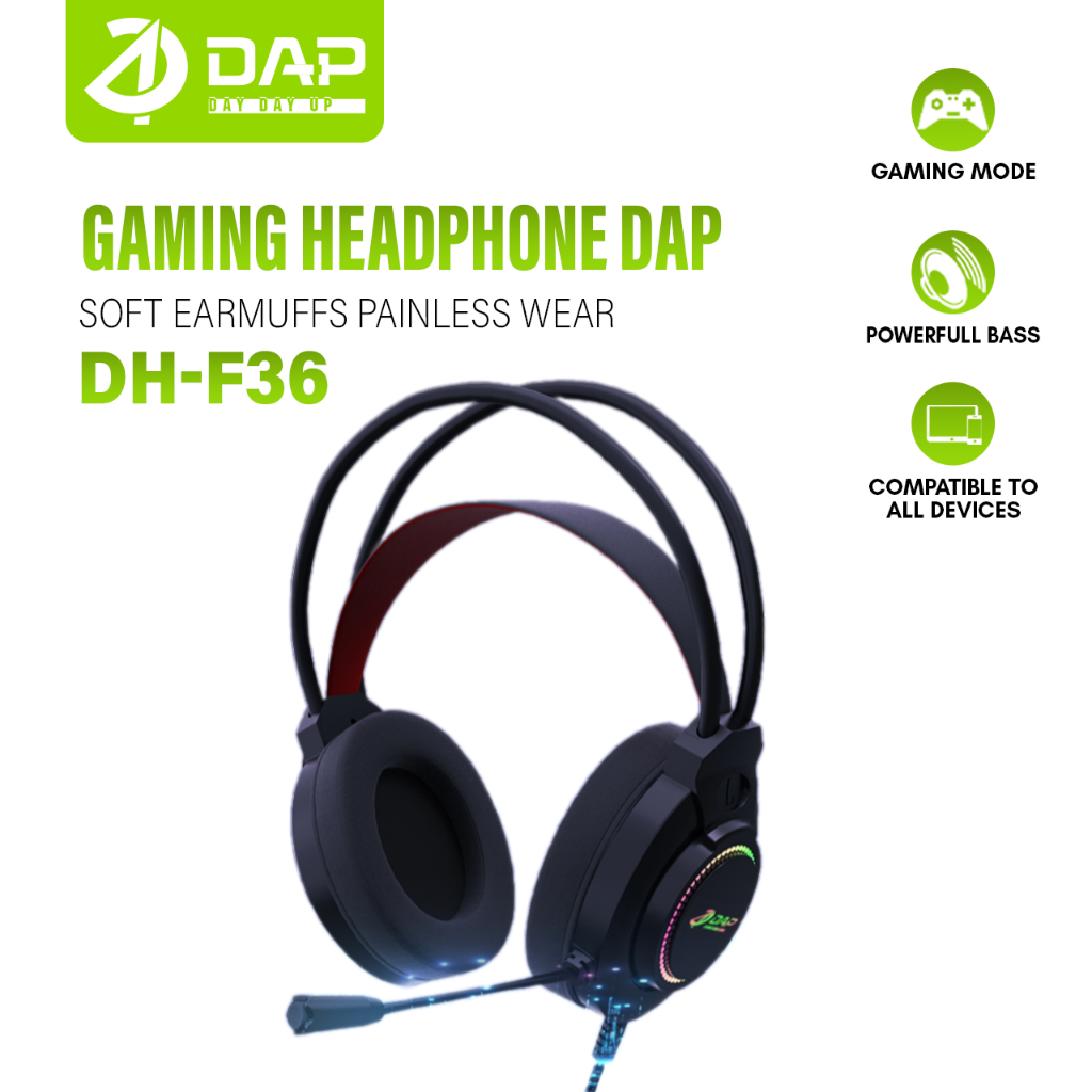 Jual DAP DH-F36 Headphone Wired Gaming RGB Light Effect Support Jack 3 ...