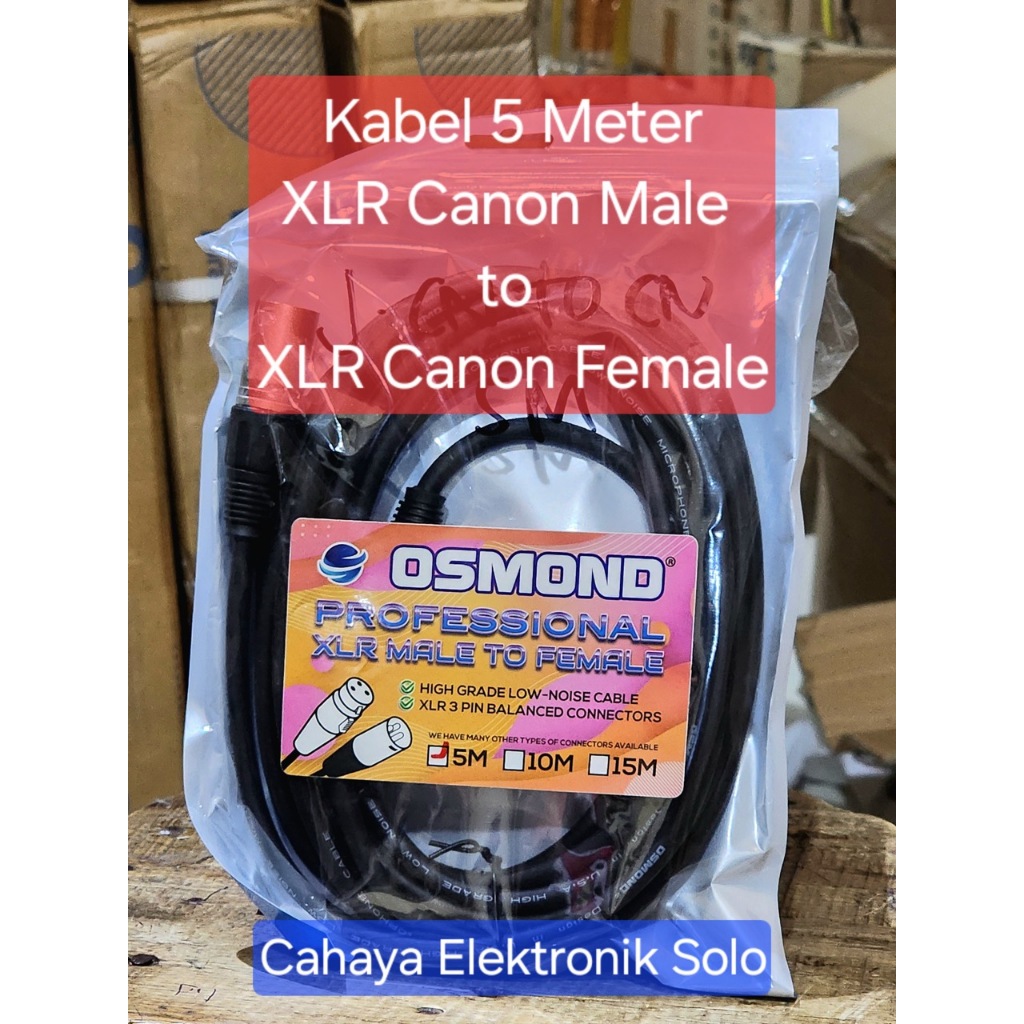 Jual Kabel Mic Jack XLR Canon Male Toa Akai Cover Canon Female 5 Meter ...