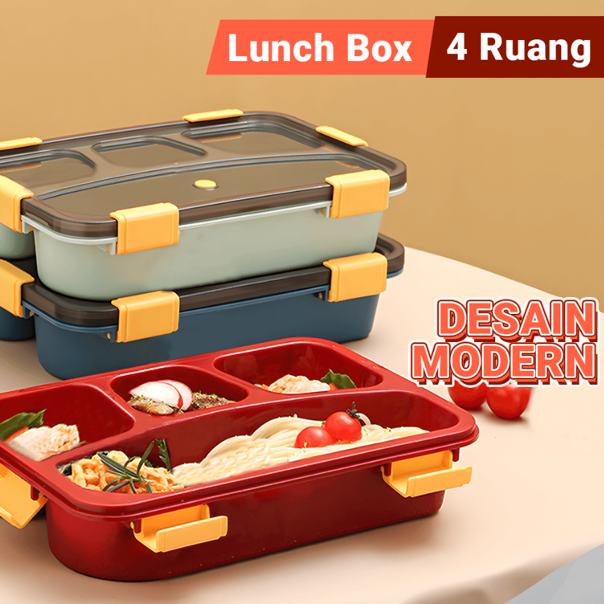 Jual (G-3154) Lunch Box Kotak Bekal 4 Grid | Kotak makan 4 grid |Tmpat ...
