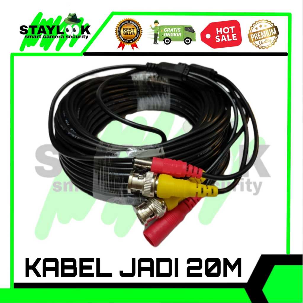 Jual Video Kabel CCTV jadi termasuk jack BNC dan DC Power 20M untuk DVR ...