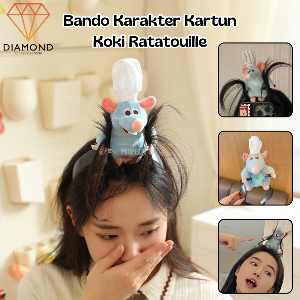 Jual BANDO TIKUS KOKI RATATOUILLE JEPIT RAMBUT VIRAL / BANDO HEADBAND ...