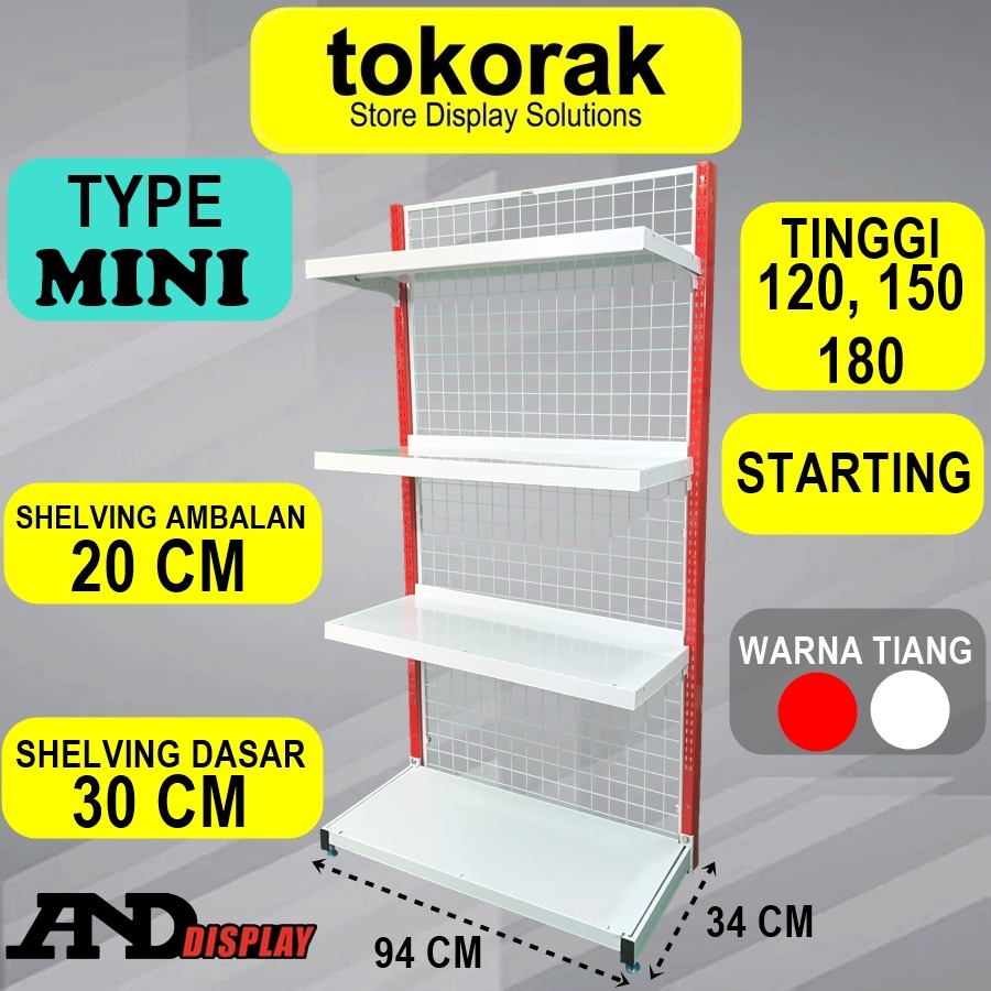 Jual RAK GONDOLA MINIMARKET SINGLE STARTING MINI KR 30 / 20 CM AMBALAN ...