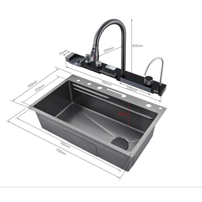 Jual KITCHEN SINK LUXURY 7545 VIRAL PIANO DIGITAL BLACK STAINLESS ...