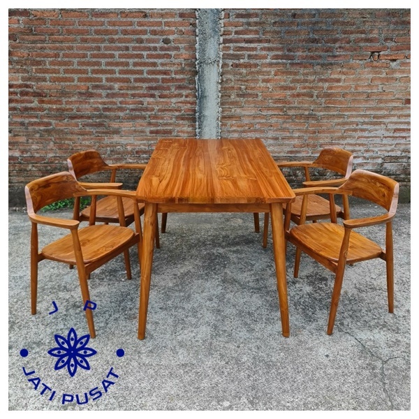 Jual Meja makan set 4 kursi cafe kayu jati kualitas terbaik | Shopee Indonesia