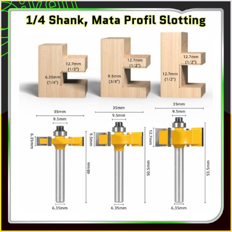 Jual Mata Router Profil Slotting Bit 2 Blade Shank 1/4 | Shopee Indonesia