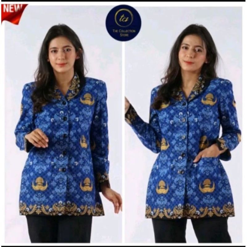 Jual BAJU KORPRI WANITA 2024 KERAH HITAM LAPIS FURING | Shopee Indonesia