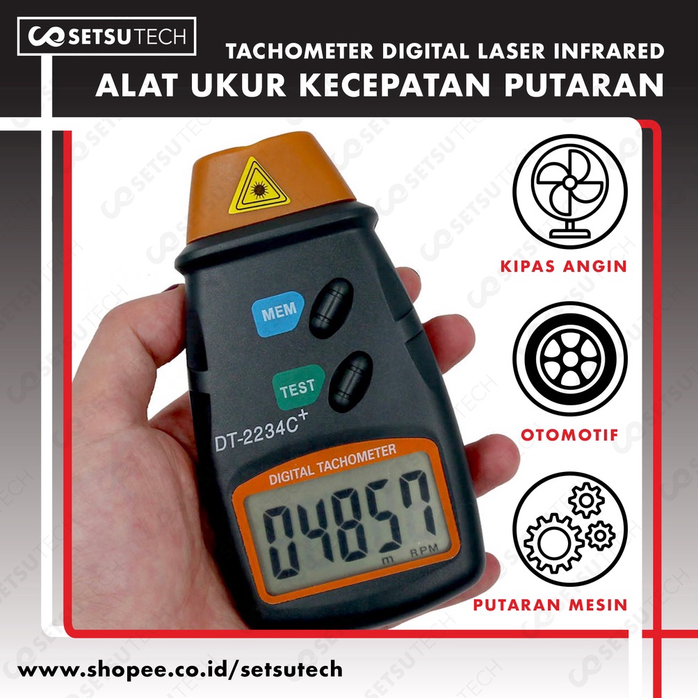 Jual KODE D12U Tachometer Digital Laser Infrared RPM Alat Ukur ...