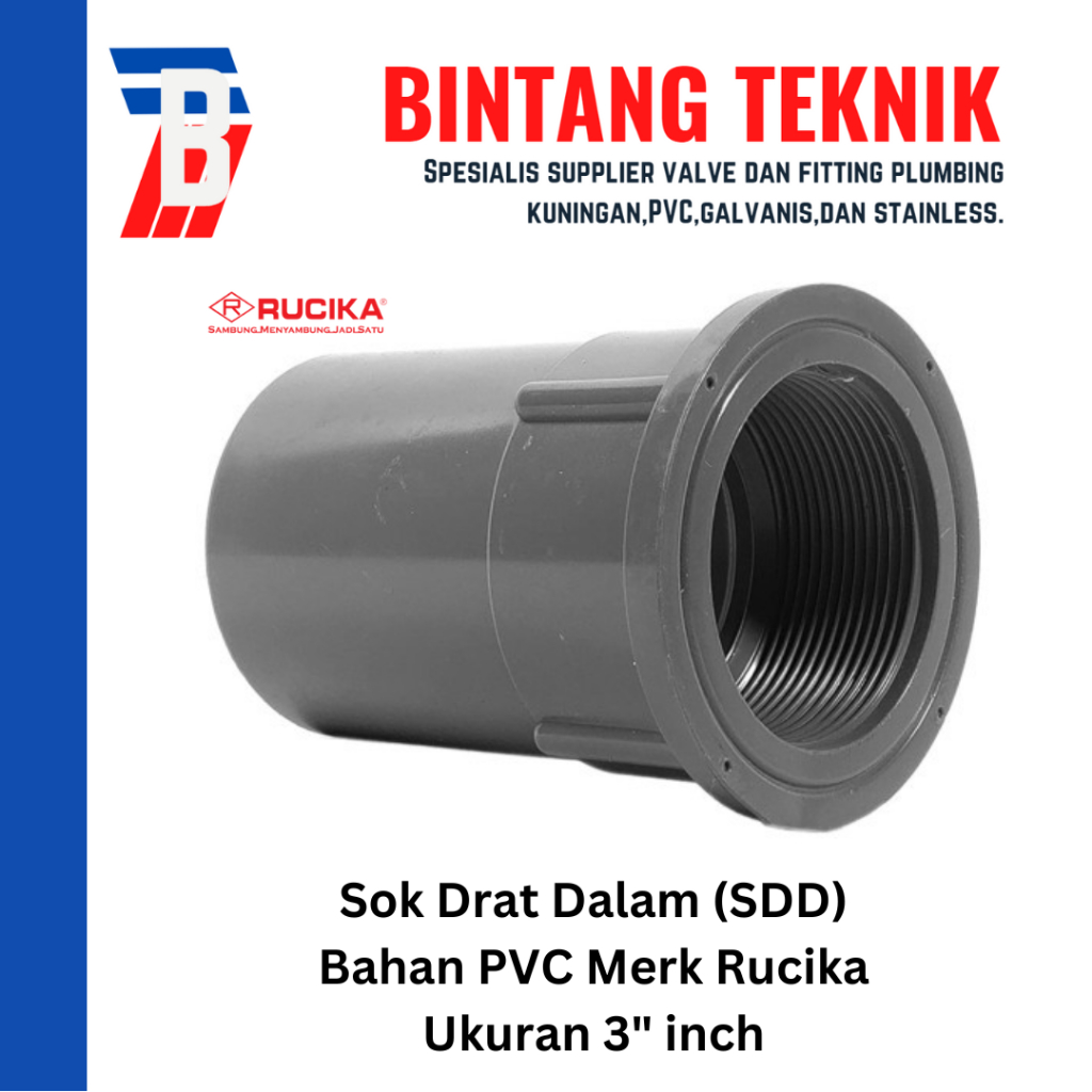 Jual Sok Drat Dalam (SDD) 3" inch PVC Rucika | Shopee Indonesia