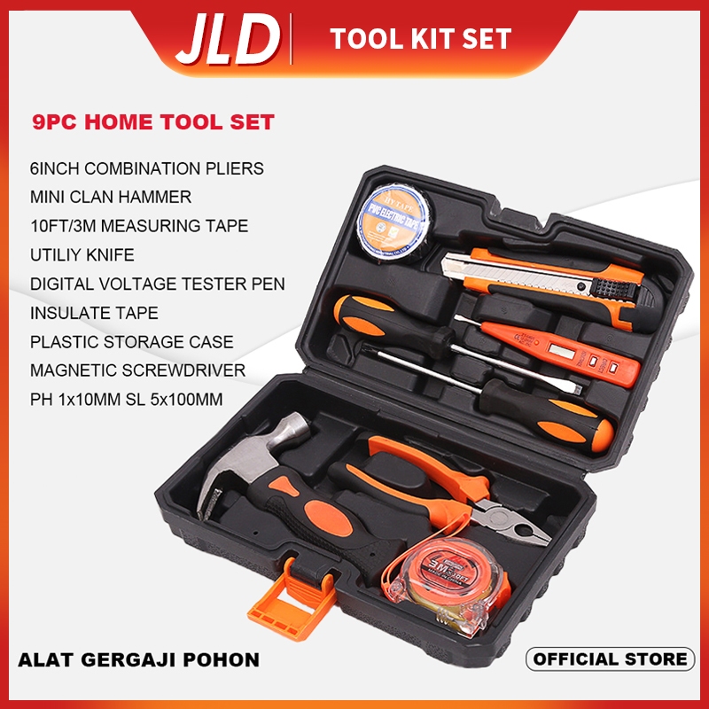 Jual JLD Tools 9-Piece Kit Set Alat Pertukangan Palu Kotak Perkakas ...
