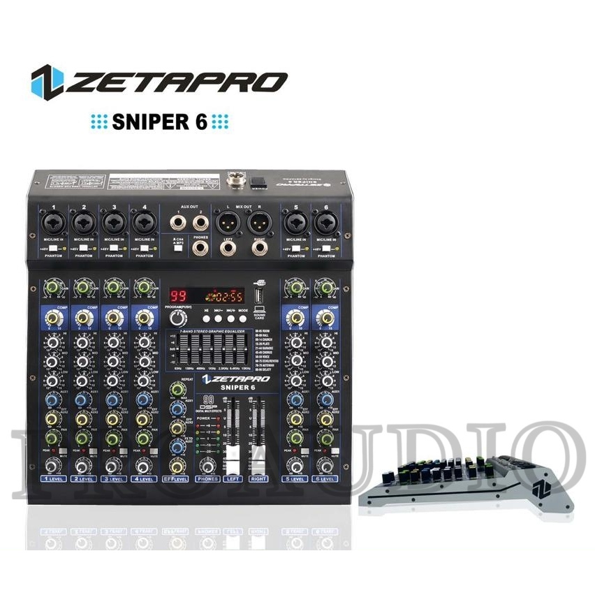 Jual MIXER AUDIO 6 CHANNEL ZETAPRO SNIPER6 | SNIPER 6 I SNIPER-6 USB ...