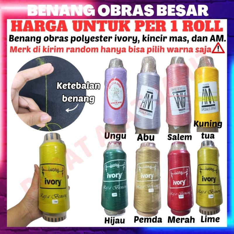 Jual BENANG OBRAS NECI POLYESTER CONES BESAR HITAM PUTIH BAGUS | Shopee ...