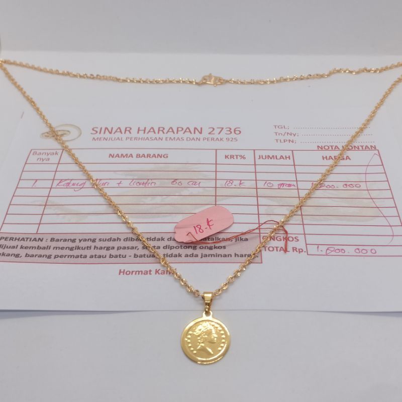 Jual KALUNG EMAS 18K BERAT 10 GRAM GRATIS LIONTIN GEPENG LENGKAP DENGAN ...