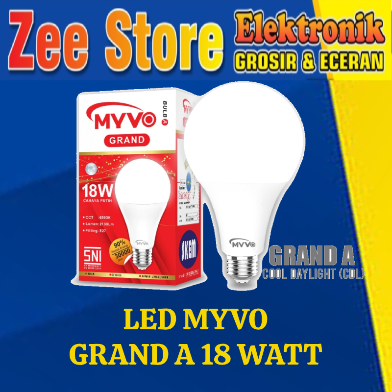 Jual LAMPU LED 18 WATT MYVO GRAND A CAHAYA PUTIH CAPSULE A BULB GARANSI 1 TAHUN | Shopee Indonesia