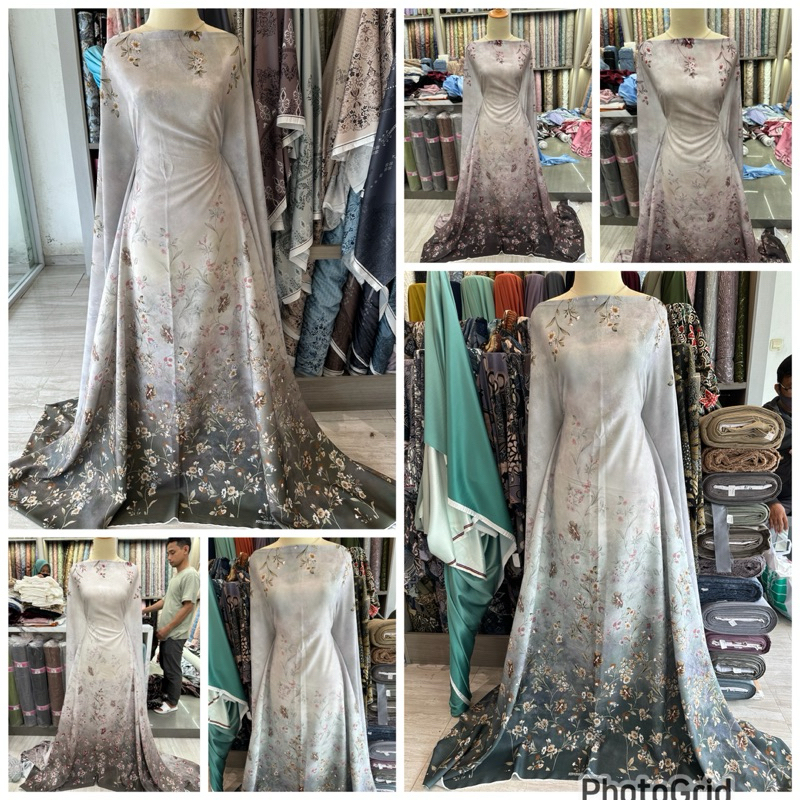 Jual Bahan kain gamis atasan Armani satin silk Garden gradasi | Shopee ...