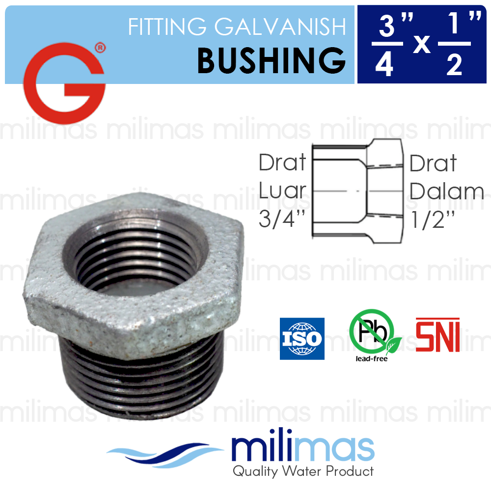 Jual G-BRAND - Bushing / Verlup Ring 3/4" x 1/2" - Fitting Galvanish ...