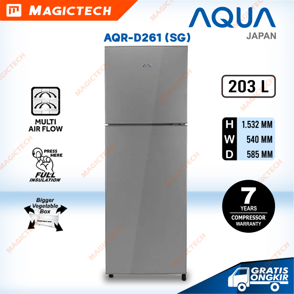 Jual KULKAS AQUA 2 PINTU AQR-D261 (SG) 203L - SILVER | Shopee Indonesia