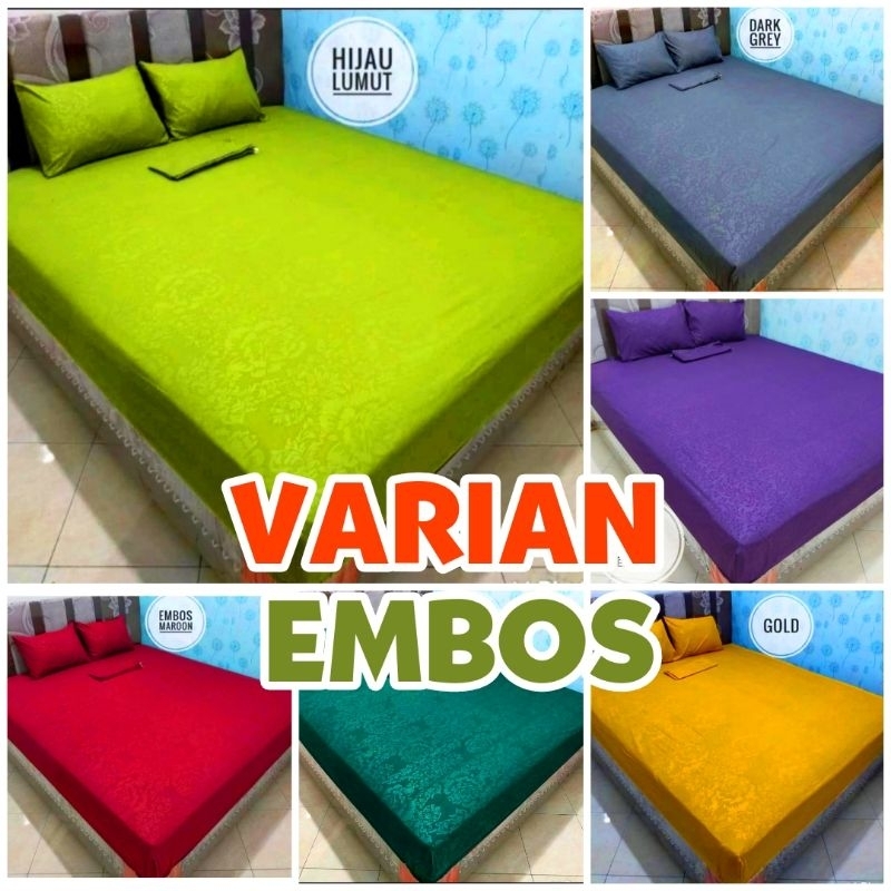 Jual sprei embos sprei polos embos merah biru hijau abu navy No 1 No 2 ...