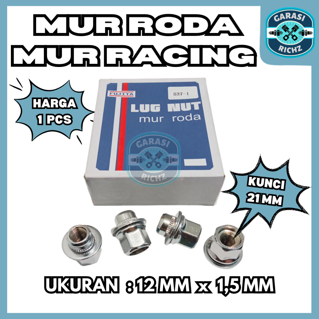 Jual MUR RACING FUJITA 12 x 1,5 MM / MUR RODA PENDEK UKURAN 12x1,5 ...