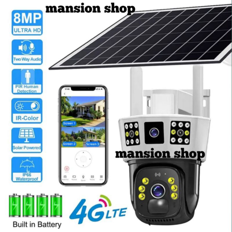 Jual NEW CCTV IP CAM Camera CCTV SIM-card 4G Solar Panel TIGA lensa ...