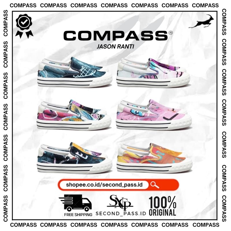 Jual SEPATU COMPASS X JASON RANTI RETROGRADE SLIP ON ARTWORK 1 / 2 / 3 ...
