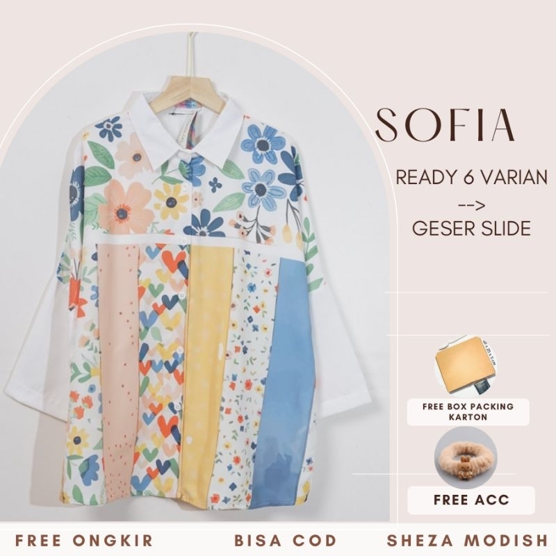 Jual Baju Atasan Kemeja Oversize / Jumbo Putih Motif Bunga Model SOFIA ...