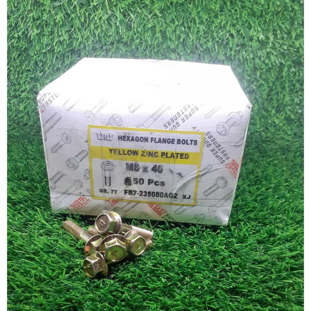 Jual BAUT FLANGE M8X40 KUNING P1.25 | Shopee Indonesia